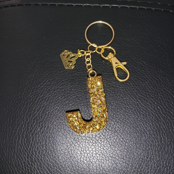 Handmade | Accessories | Holographic Gold Glitter J Keychain | Poshmark